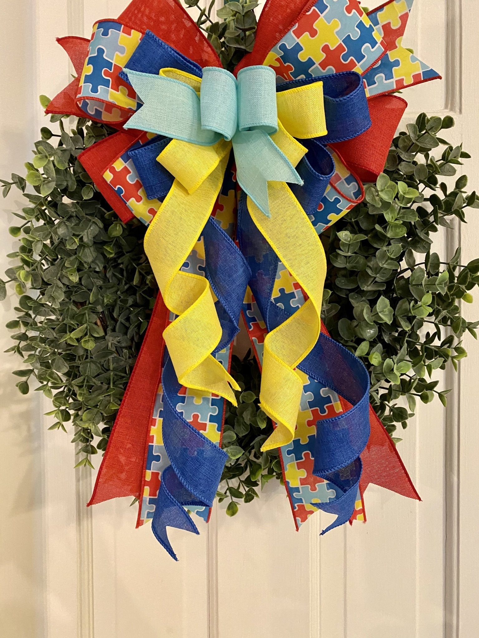 Autism Awareness Bow – Emerald's Avenue